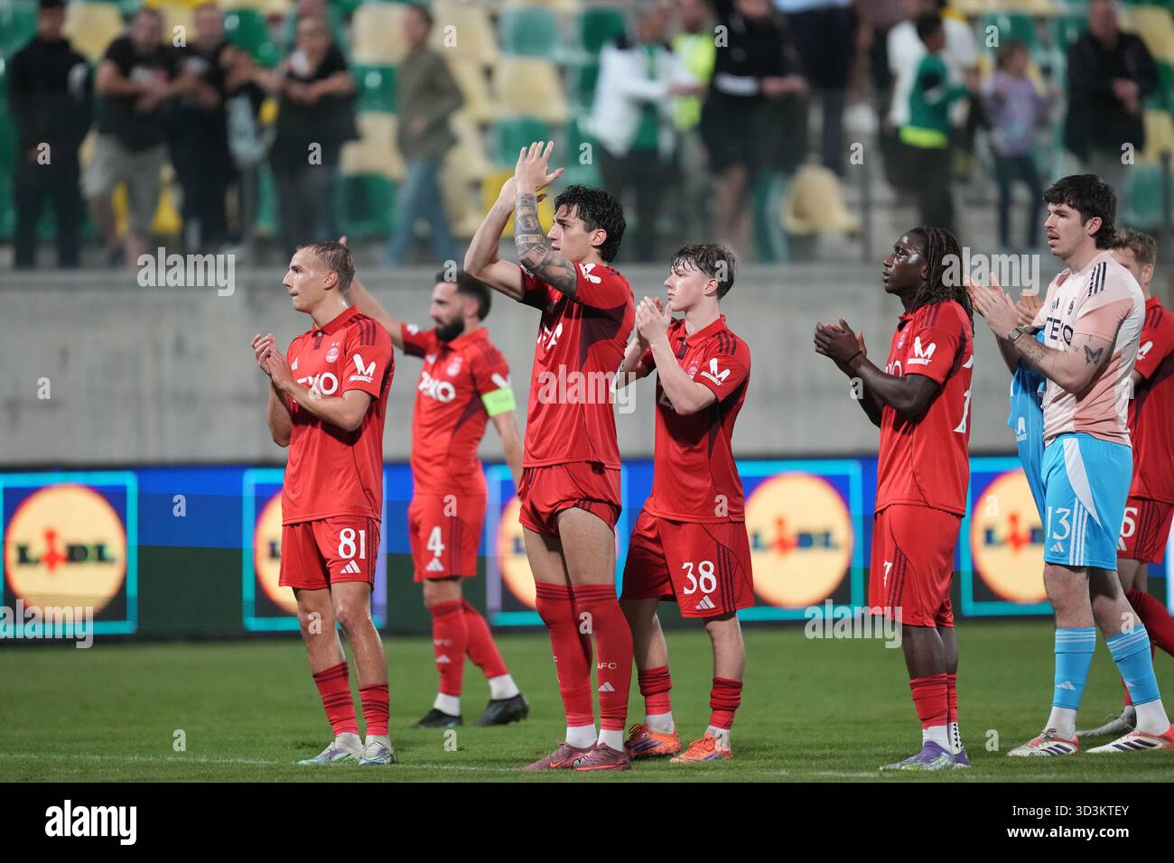 Aberdeen's players salute supporters at the end of the Conference ...