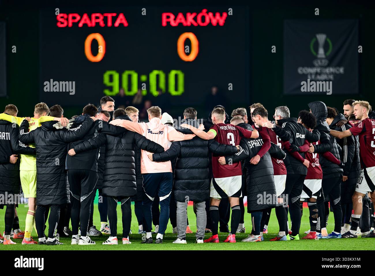 Sparta Praha soccer players after the Football Conference League 3rd ...