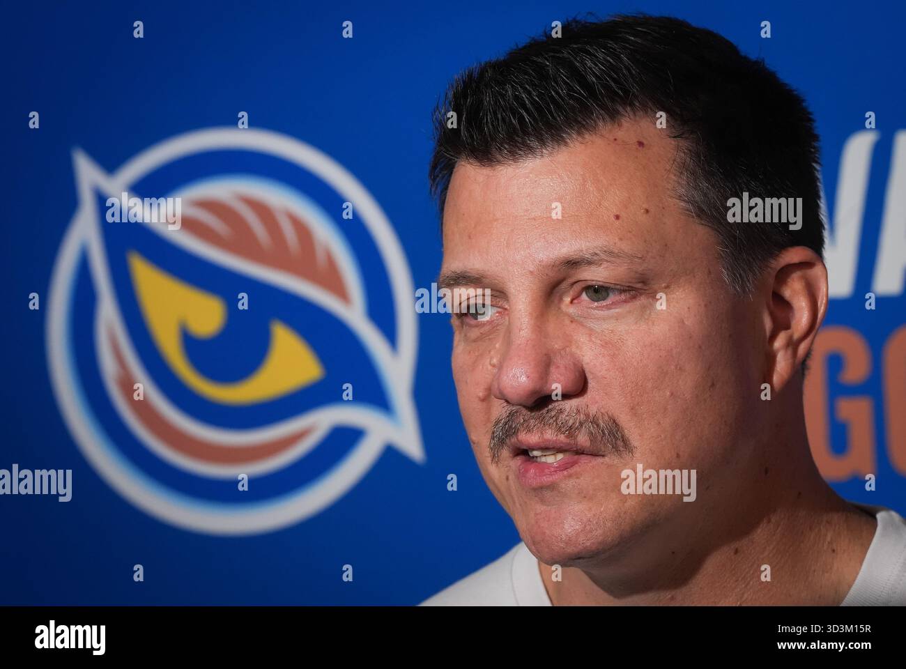 Vancouver Goldeneyes head coach Brian Idalski speaks to reporters after ...