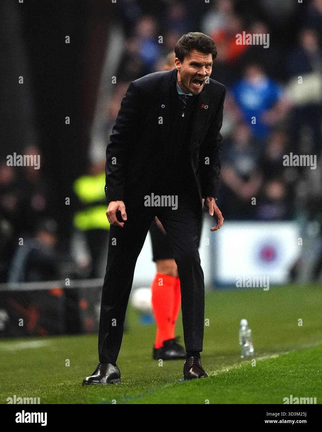 Rangers manager Danny Rohl reacts on the touchline during the UEFA ...