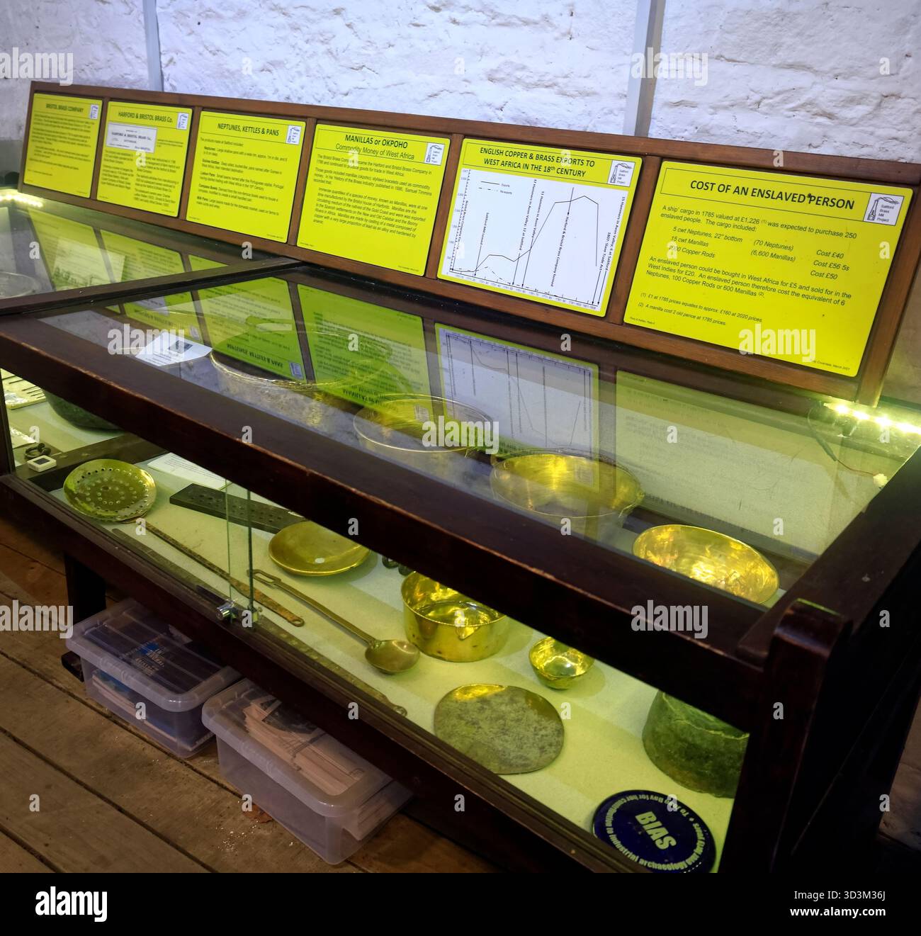 Exhibit showing connections to slavery of the brass industry. Saltford ...