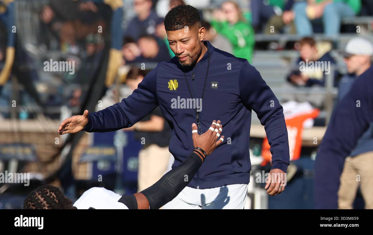 Notre Dame head coach Marcus Freeman on the field before an NCAA ...