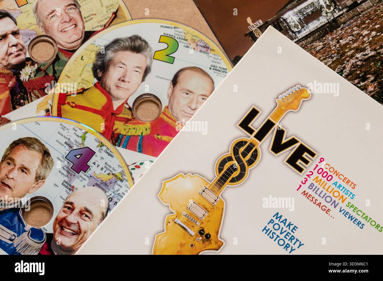 'Live 8' CD collection with world leaders and cover featuring logo ...