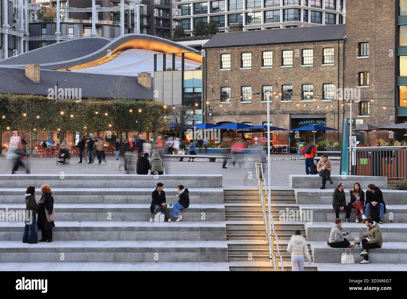 Steps by Regents Canal on Granary Square on an early autumn evening ...