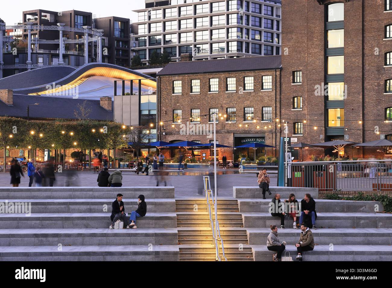 Steps by Regents Canal on Granary Square on an early autumn evening ...