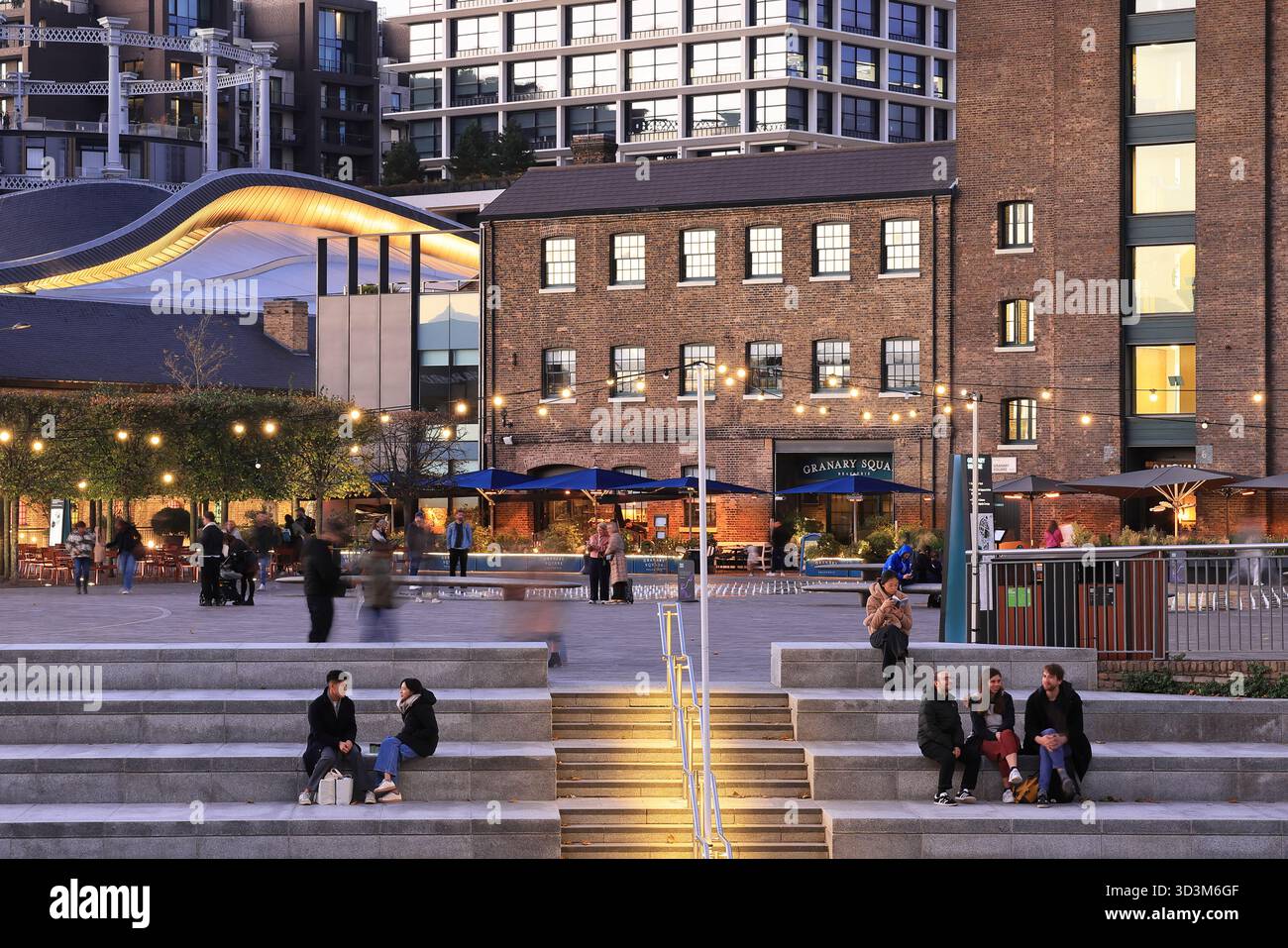 Steps by Regents Canal on Granary Square on an early autumn evening ...