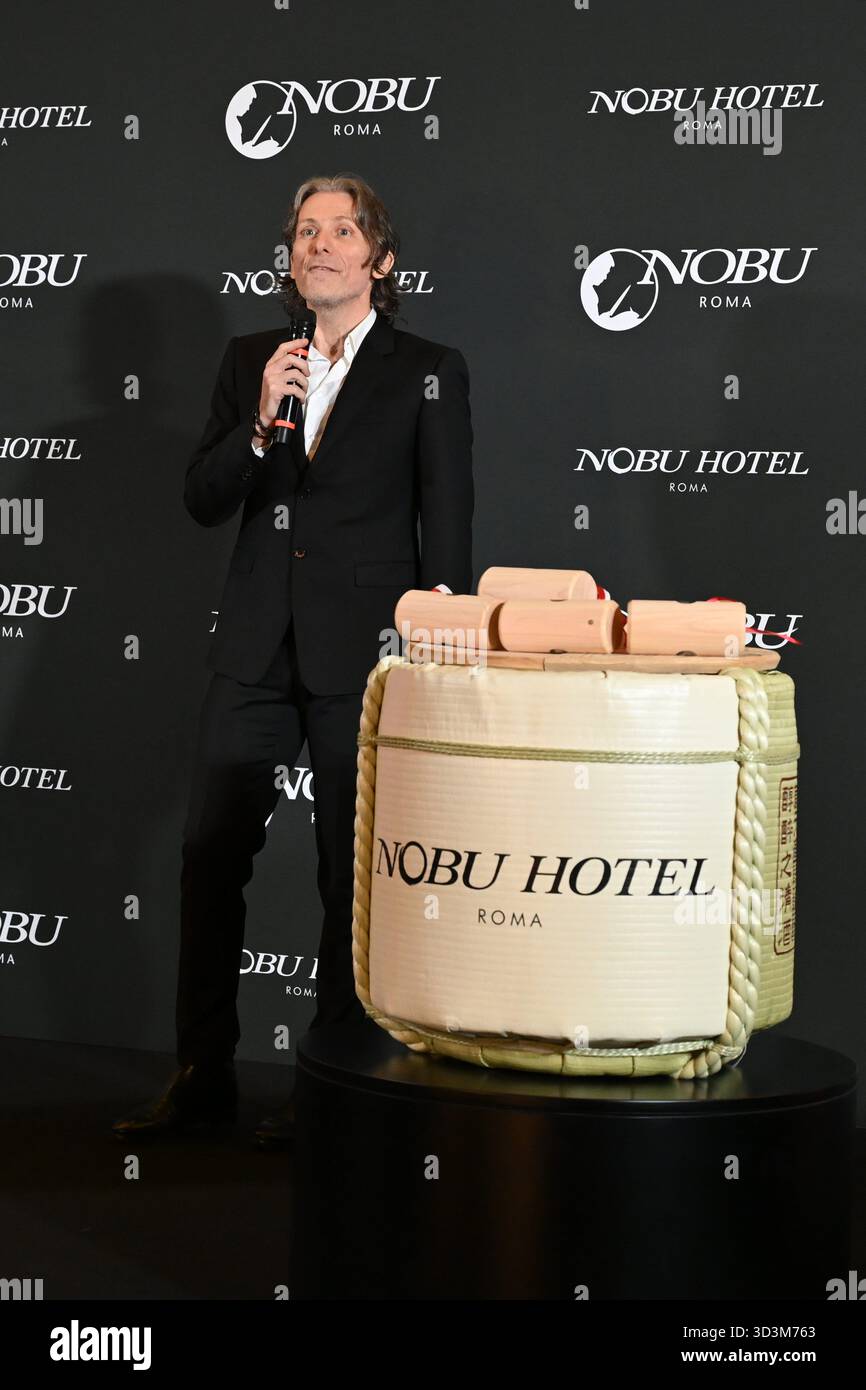 Rome: Via Veneto. Nobu Hotel Opening, Sake Ceremony. In the photo ...