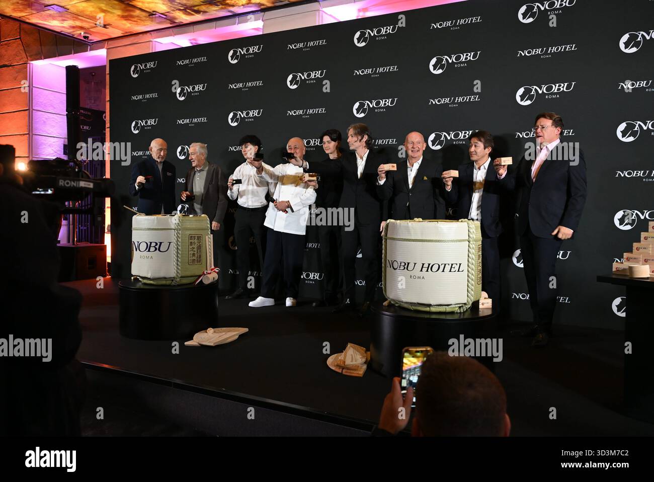 Rome: Via Veneto. Nobu Hotel Opening, Sake Ceremony. Pictured: Robert De Niro and Nobu Hotel ...