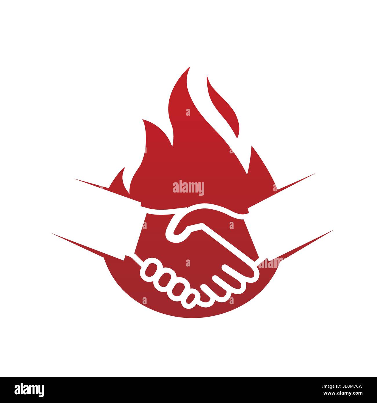 handshake flame fire logo vector design symbol icon Stock Vector Image ...