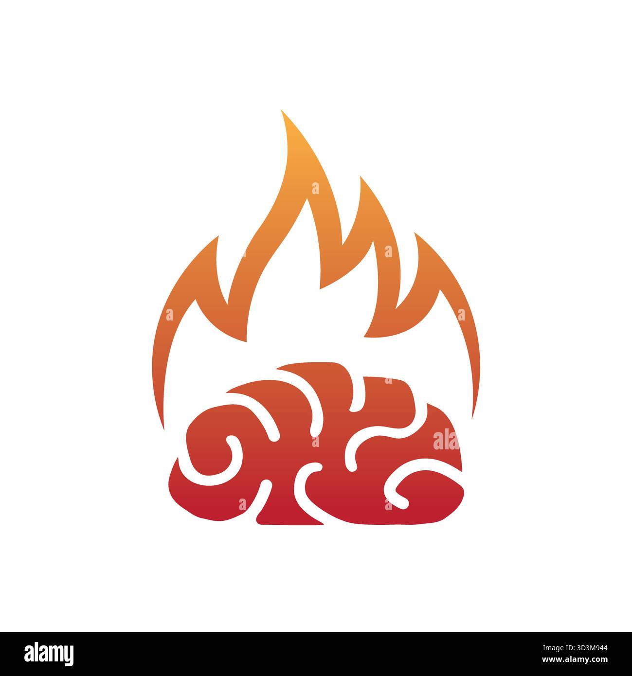 Minimal brain fire logo burning brain vector symbol icon Stock Vector ...
