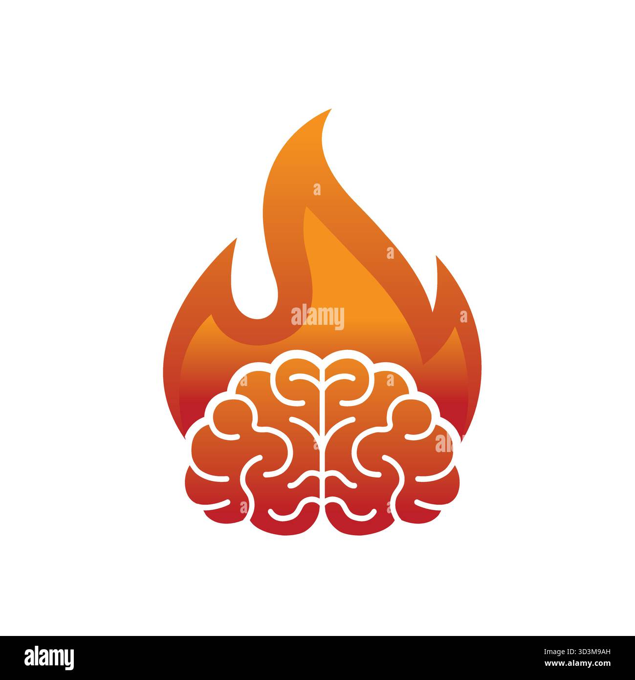Minimal brain fire logo burning brain vector symbol icon Stock Vector ...