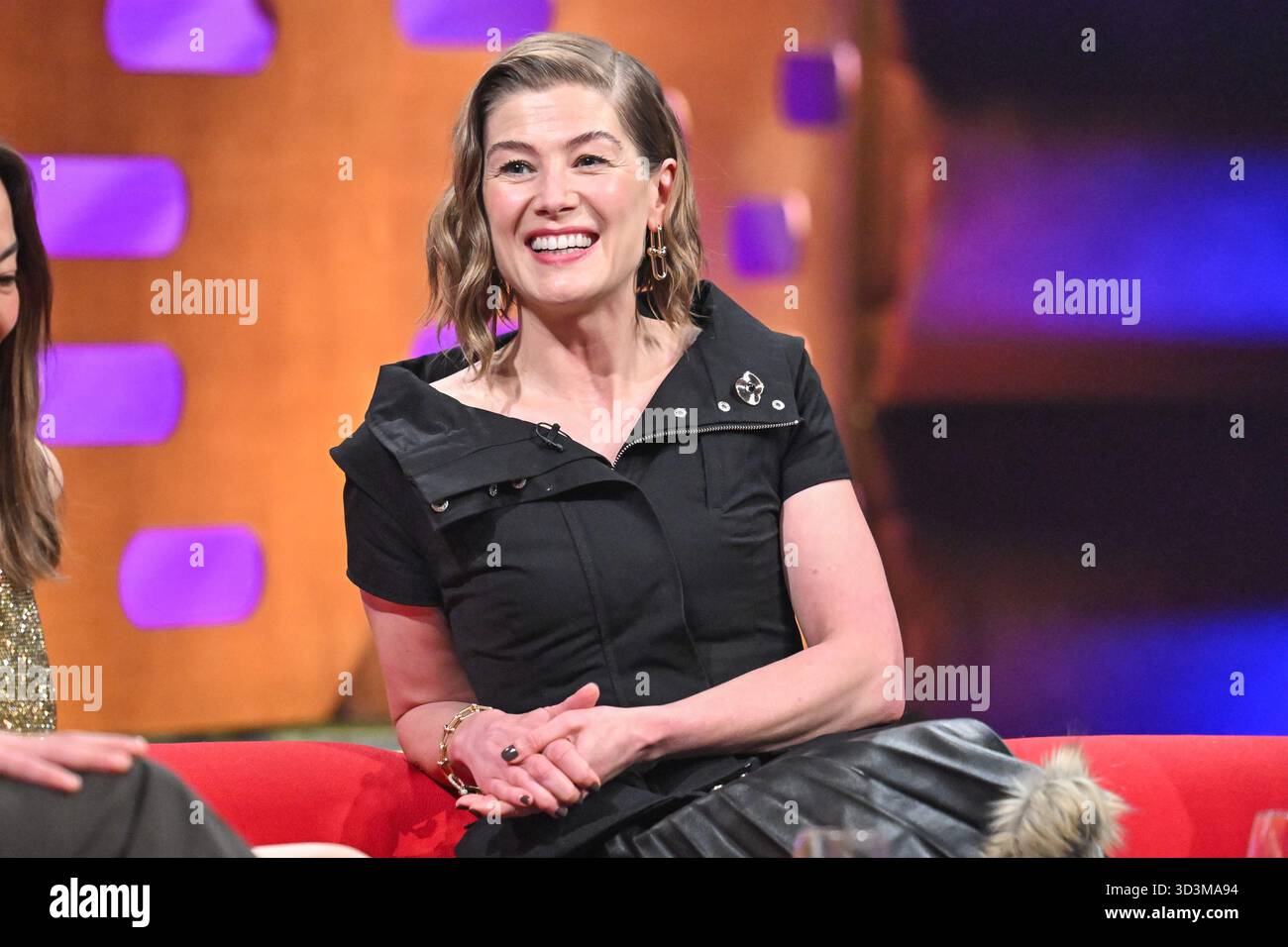 EDITORIAL USE ONLY Rosamund Pike during filming for the Graham Norton ...