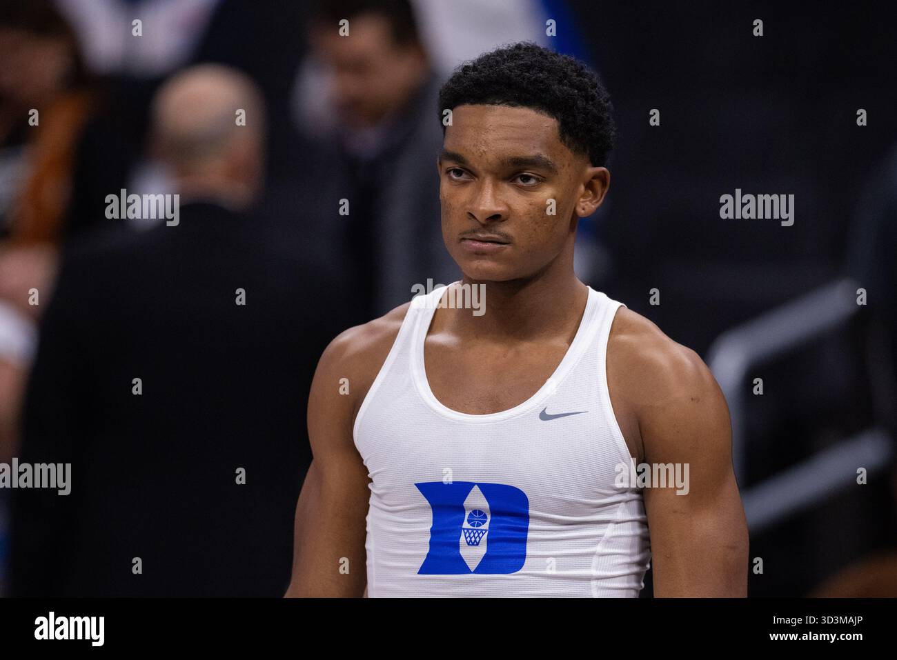 November 4, 2025: Duke Blue Devils guard Caleb Foster (1) warms up ...
