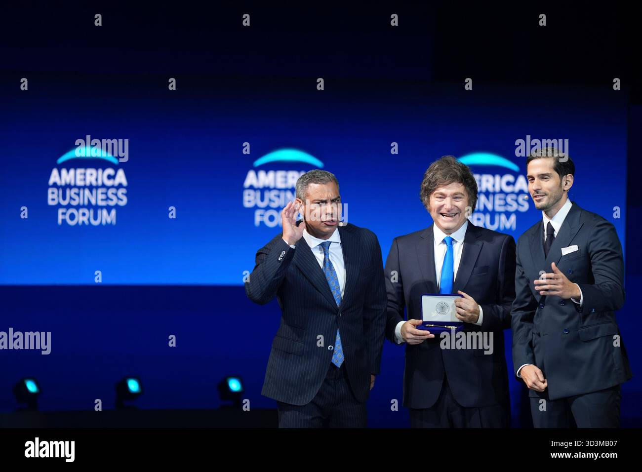 From left, Miami Mayor Francis Suarez, Argentina's President Javier ...