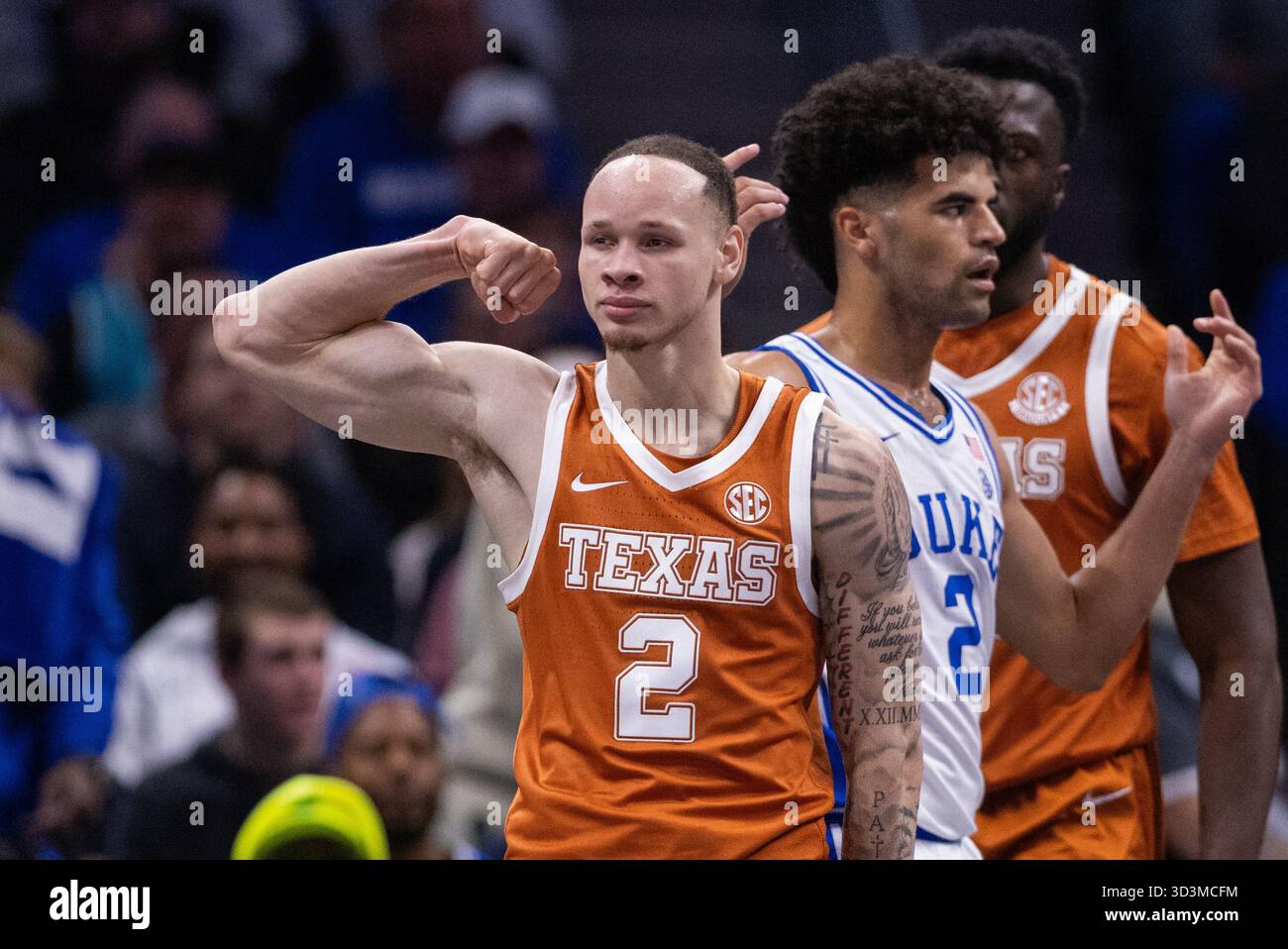 November 4, 2025: Texas Longhorns guard Chendall Weaver (2) celebrates ...