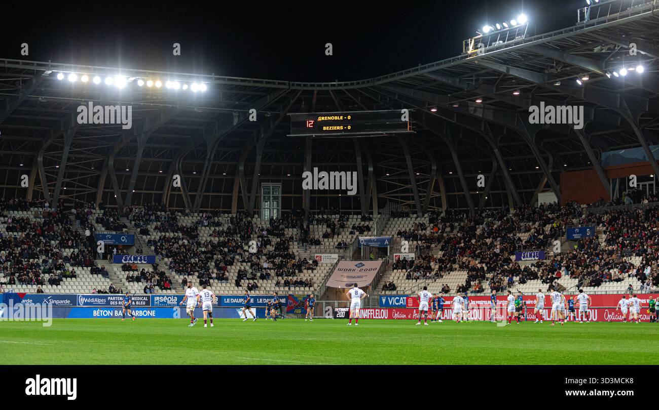 Stade des Alpes during The French Rugby Union Championship 2nd Division ...