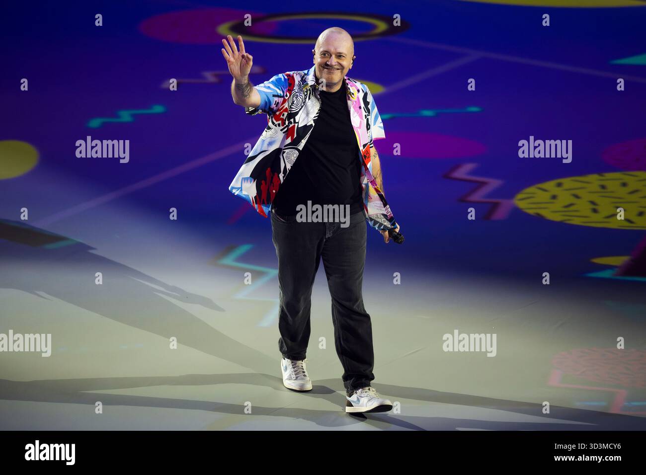 Italian singer-songwriter Max Pezzali (Massimo Pezzali) performs during ...