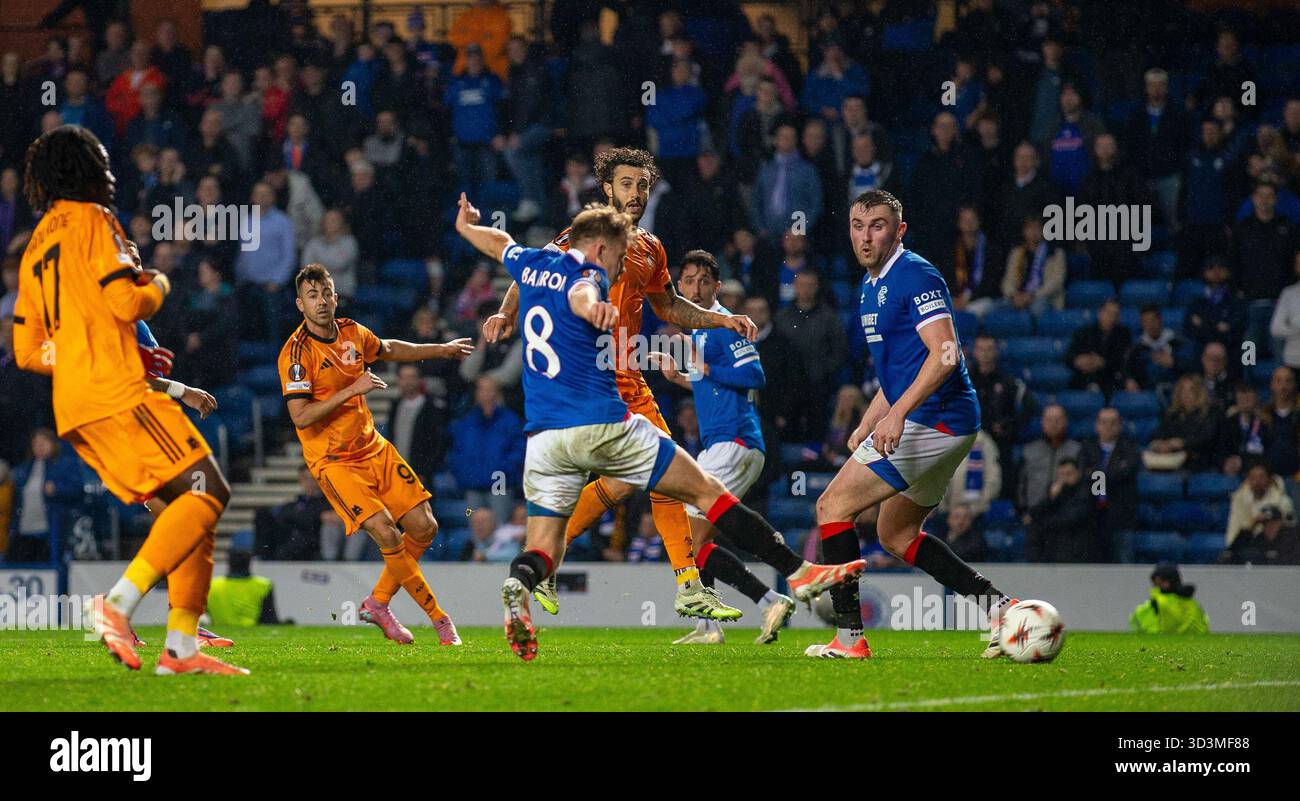 6th November 2025; Ibrox Stadium, Glasgow, Scotland; UEFA Europa League ...
