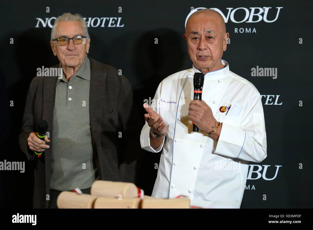 Actor Robert De Niro and chef Nobu Matsuhisa attend the opening of the ...