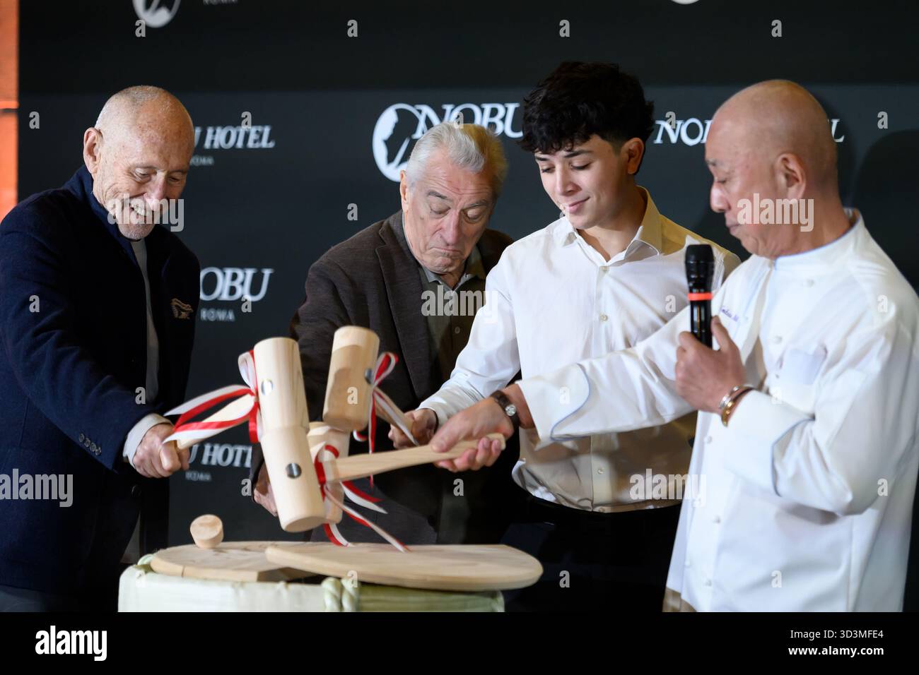 Meir Teper, Actor Robert De Niro and chef Nobu Matsuhisa (r) attend the ...