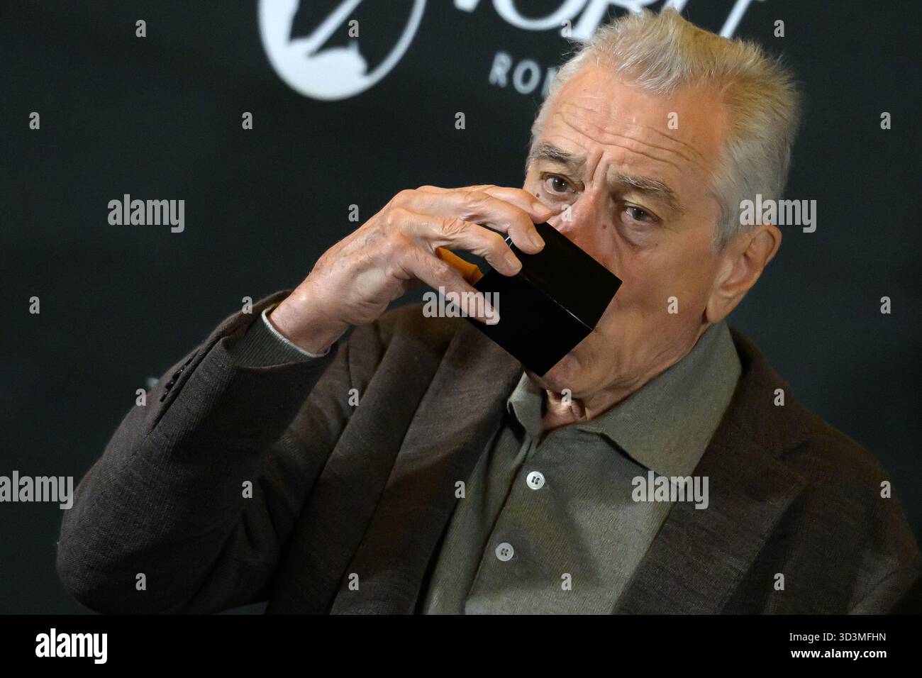 Actor Robert De Niro drinks sake as he attends the 'Sake ceremony' for ...