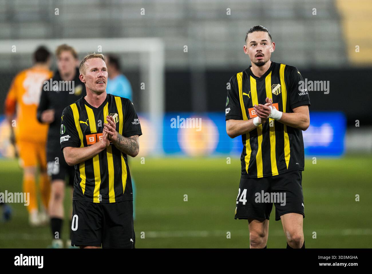 251106 Mikkel Rygaard Jensen and Amor Layouni of Häcken after the UEFA ...