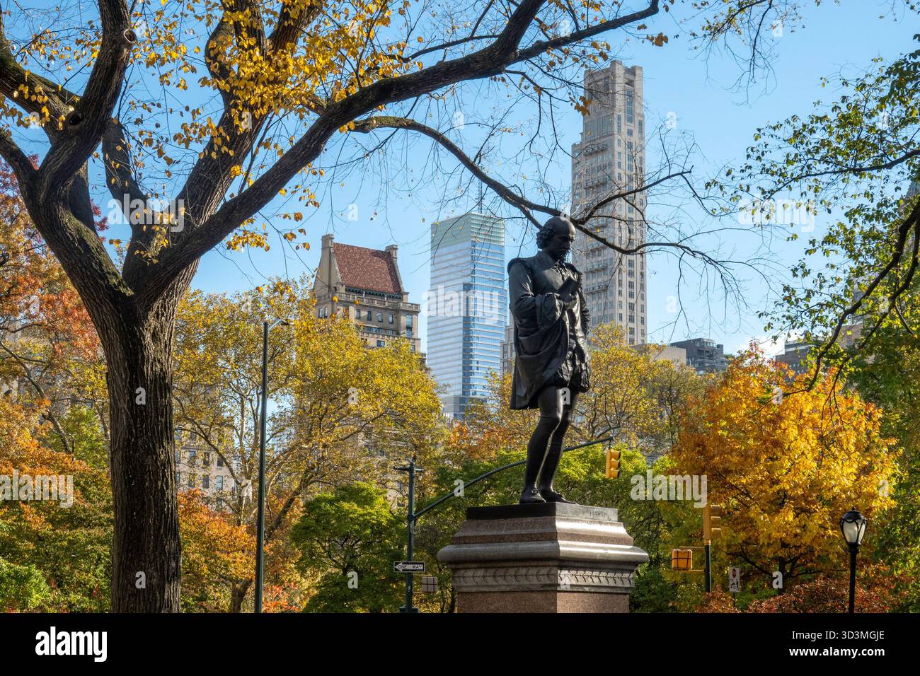 The statue of William Shakespeare, the famous Bard, anchors the poets ...