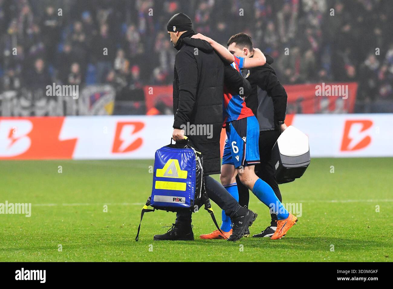 Injured Lukas Cerv of Plzen during the Football Europa League 4th round ...