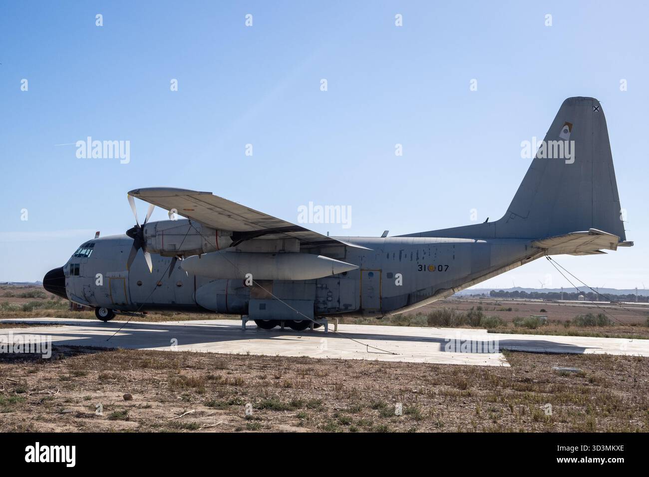 Retired military transport aircraft displayed as monument Stock Photo ...