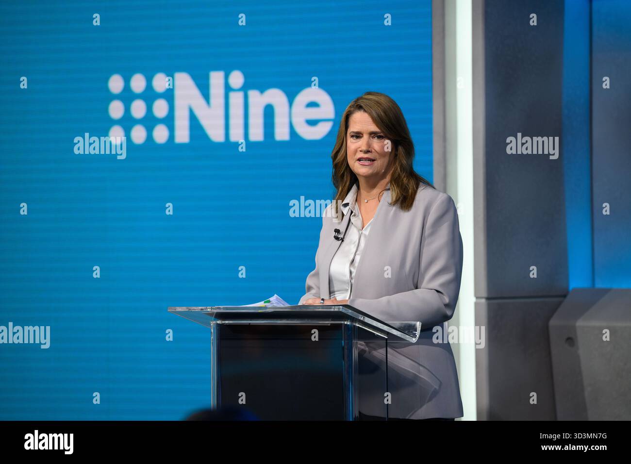 Outgoing Nine Chair Catherine West gives opening remarks during the Nine Entertainment annual ...
