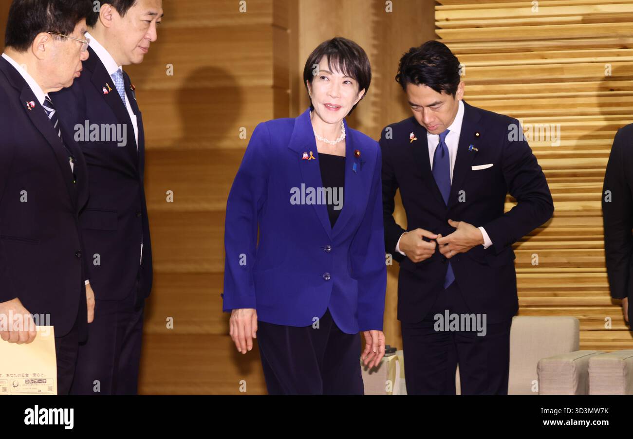 Japanese Prime Minister Sanae Takaichi attends the cabinet meeting at ...