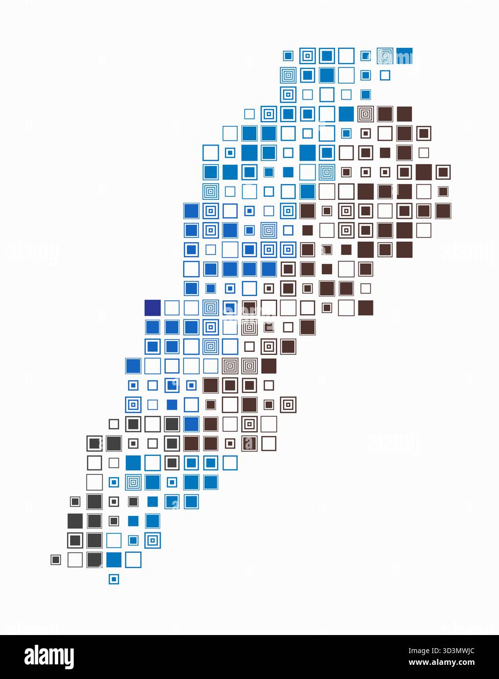 Lebanon, shape of the country built of colored cells. Digital style map ...