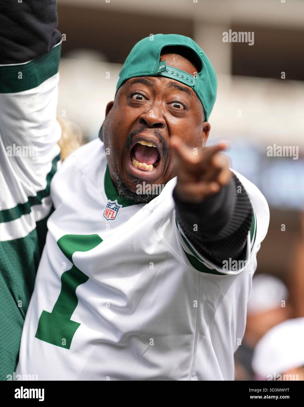 New York Jets fans react during an NFL football game against the ...