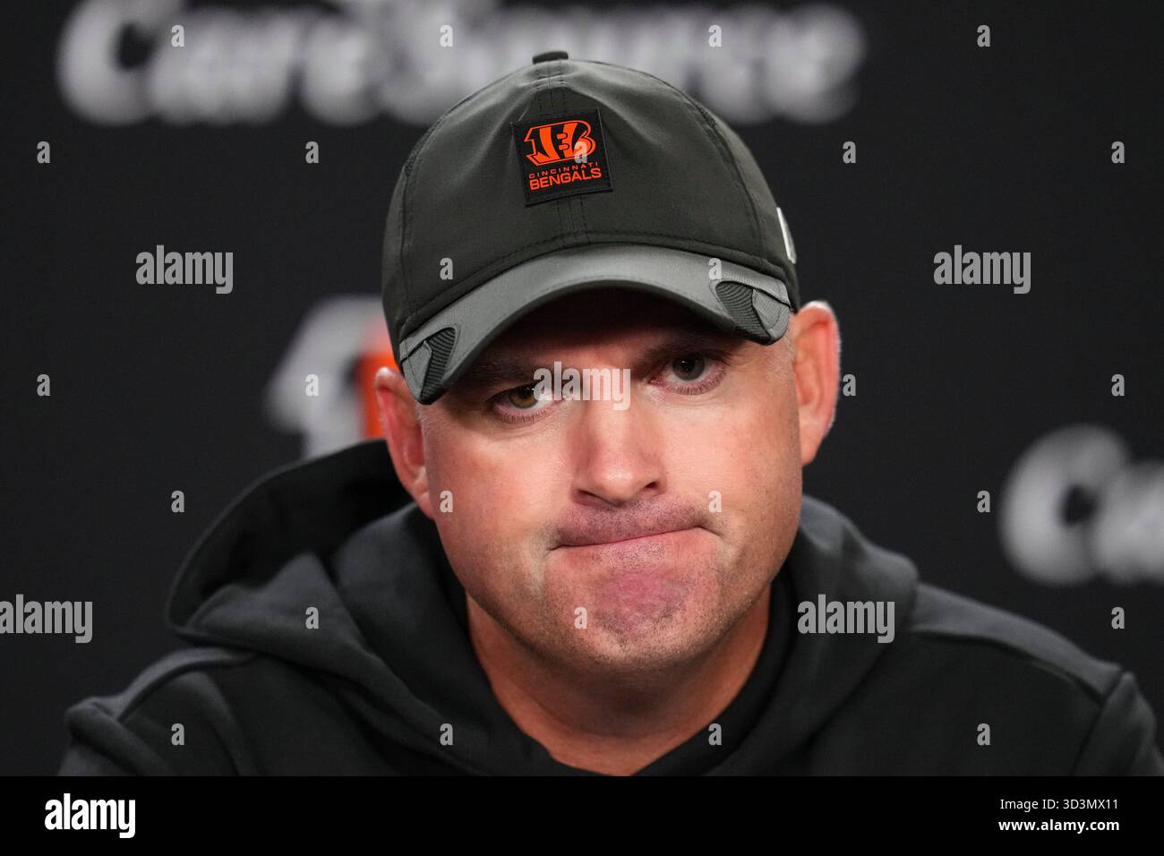 Cincinnati Bengals head coach Zac Taylor is interviewed following an ...