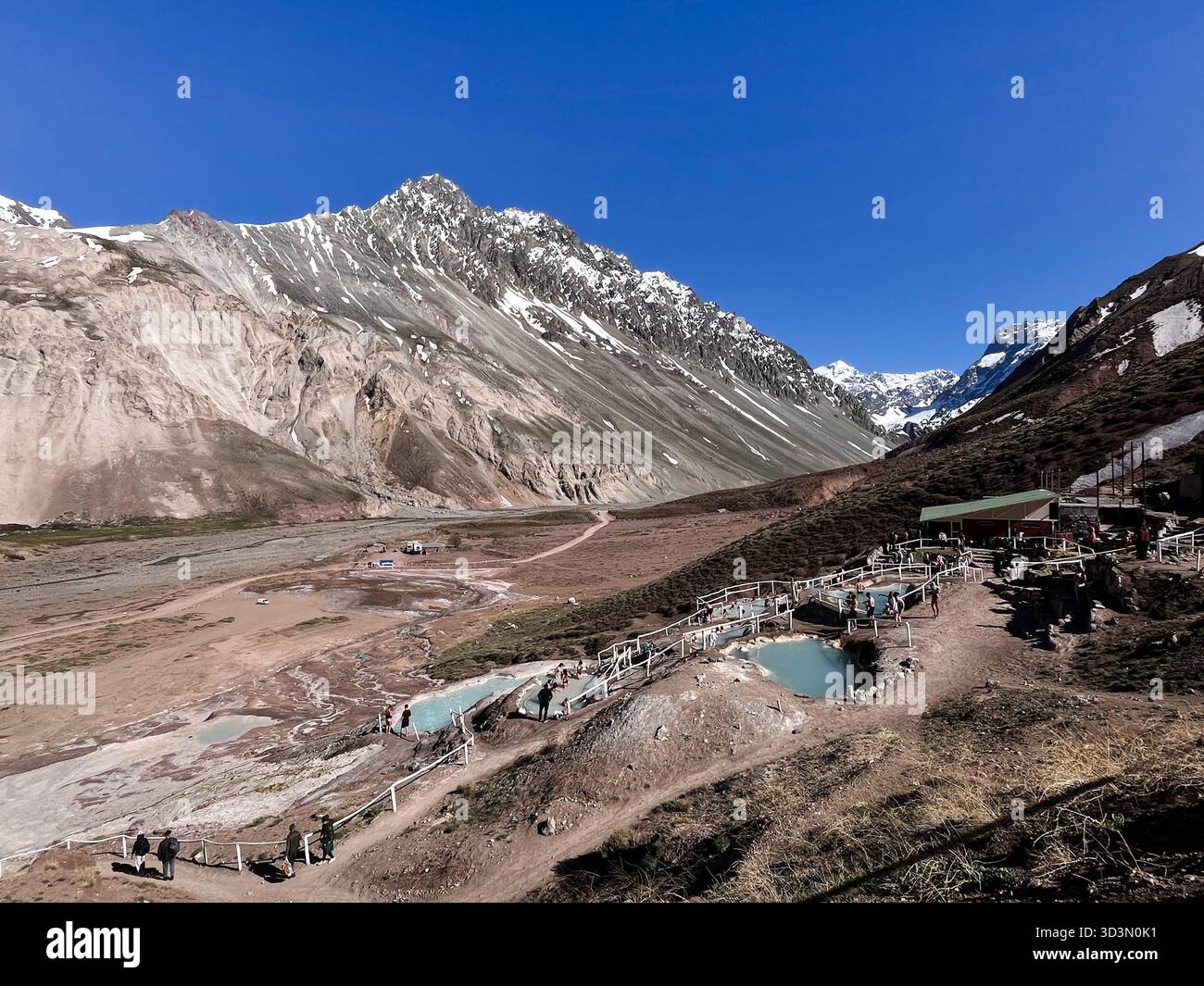 Visitors relaxing in the natural thermal pools of Termas de Colina in ...