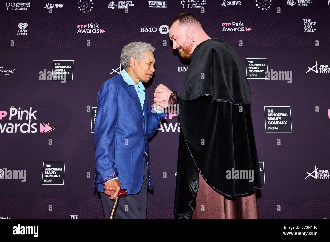 Beverly Glenn-Copeland (left) and Sam Smith walk the red carpet at the ...