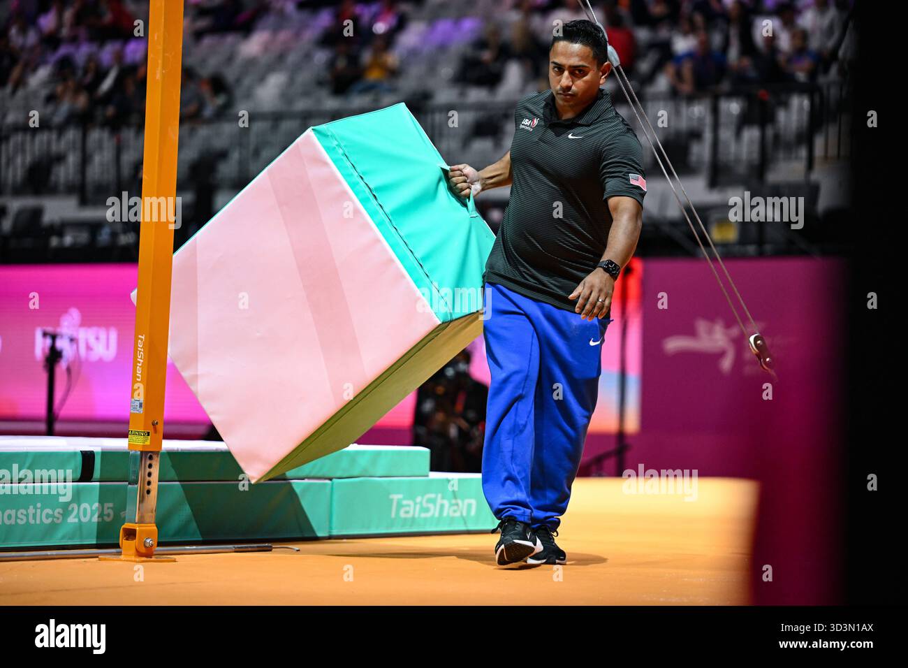 October 24, 2025, Jakarta, Indonesia: SYQUE CAESAR pulls a mat during ...