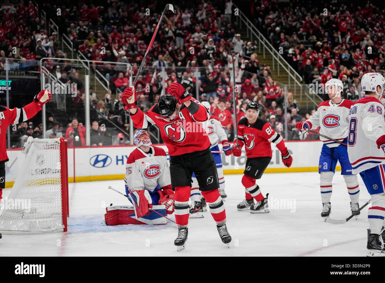 New Jersey Devils left wing Ondrej Palat (18) celebrates after scoring ...
