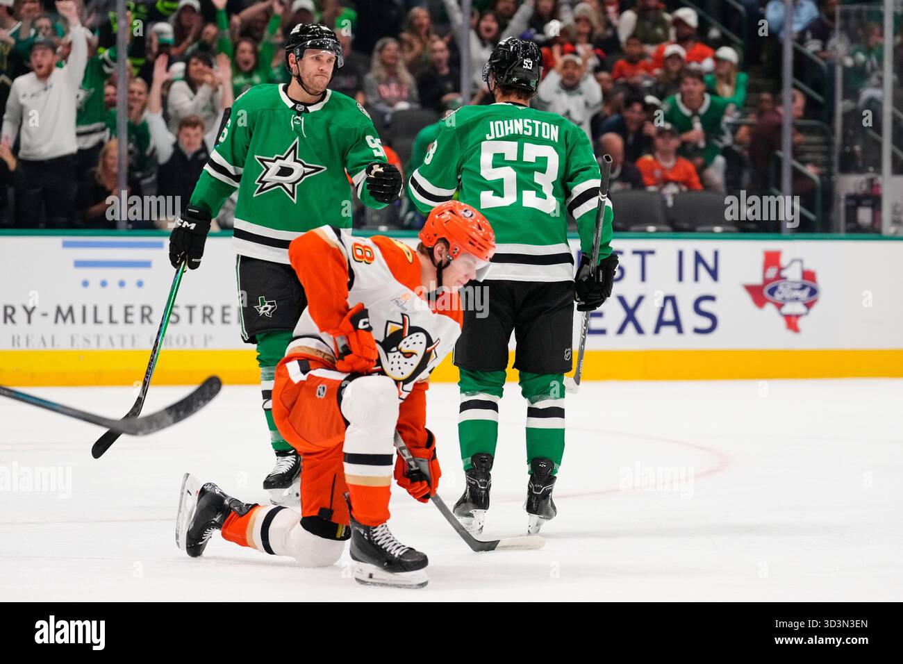 Dallas Stars' Mikko Rantanen (96) and Wyatt Johnston (53) celebrate ...