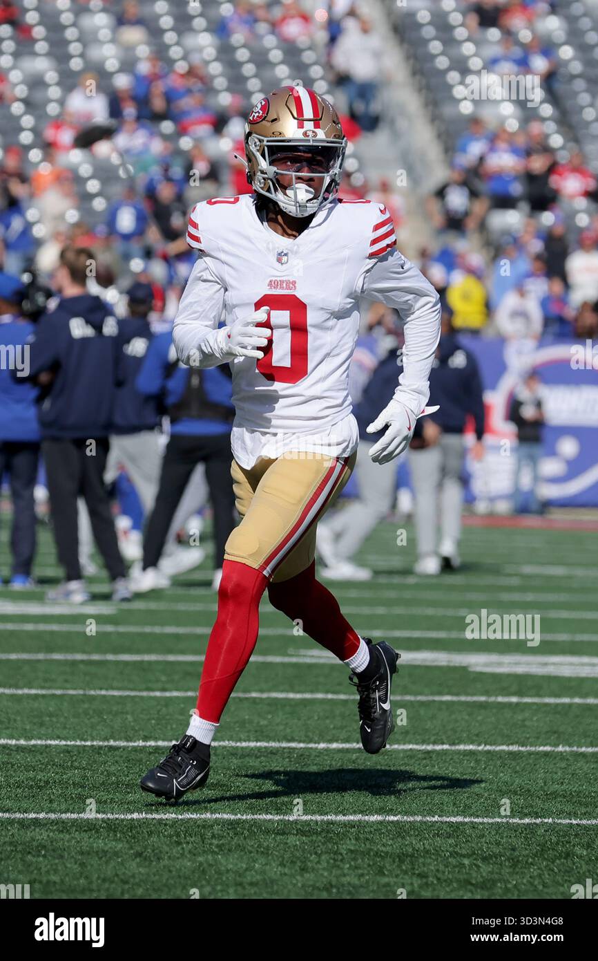 San Francisco 49ers cornerback Renardo Green (0) warms up before an NFL ...