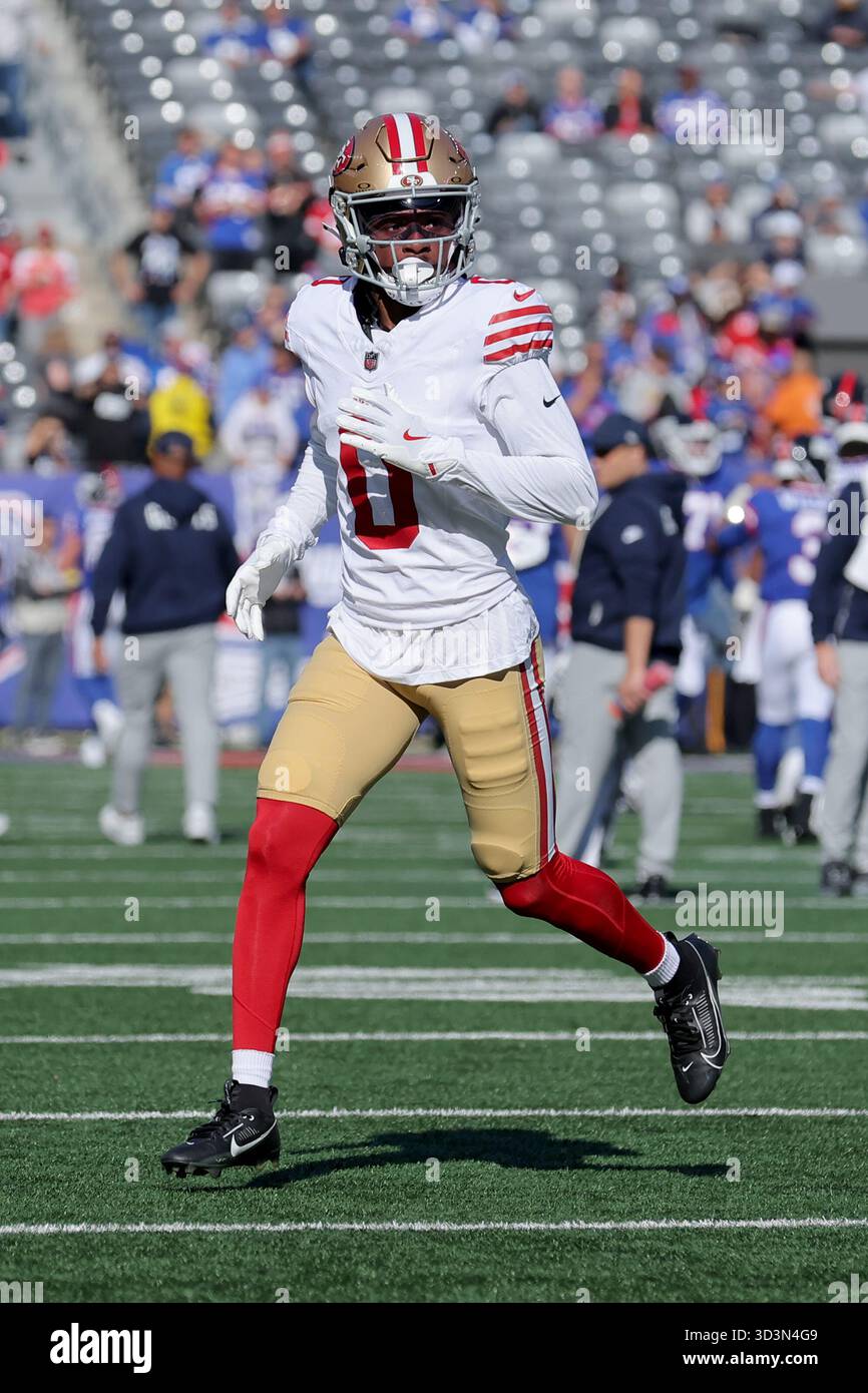 San Francisco 49ers cornerback Renardo Green (0) warms up before an NFL ...
