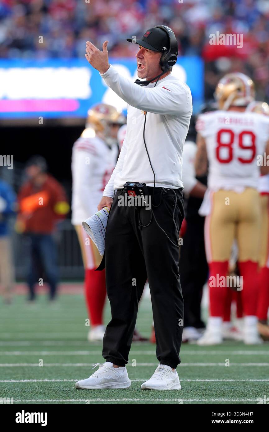 San Francisco 49ers head coach Kyle Shanahan in action against the New ...