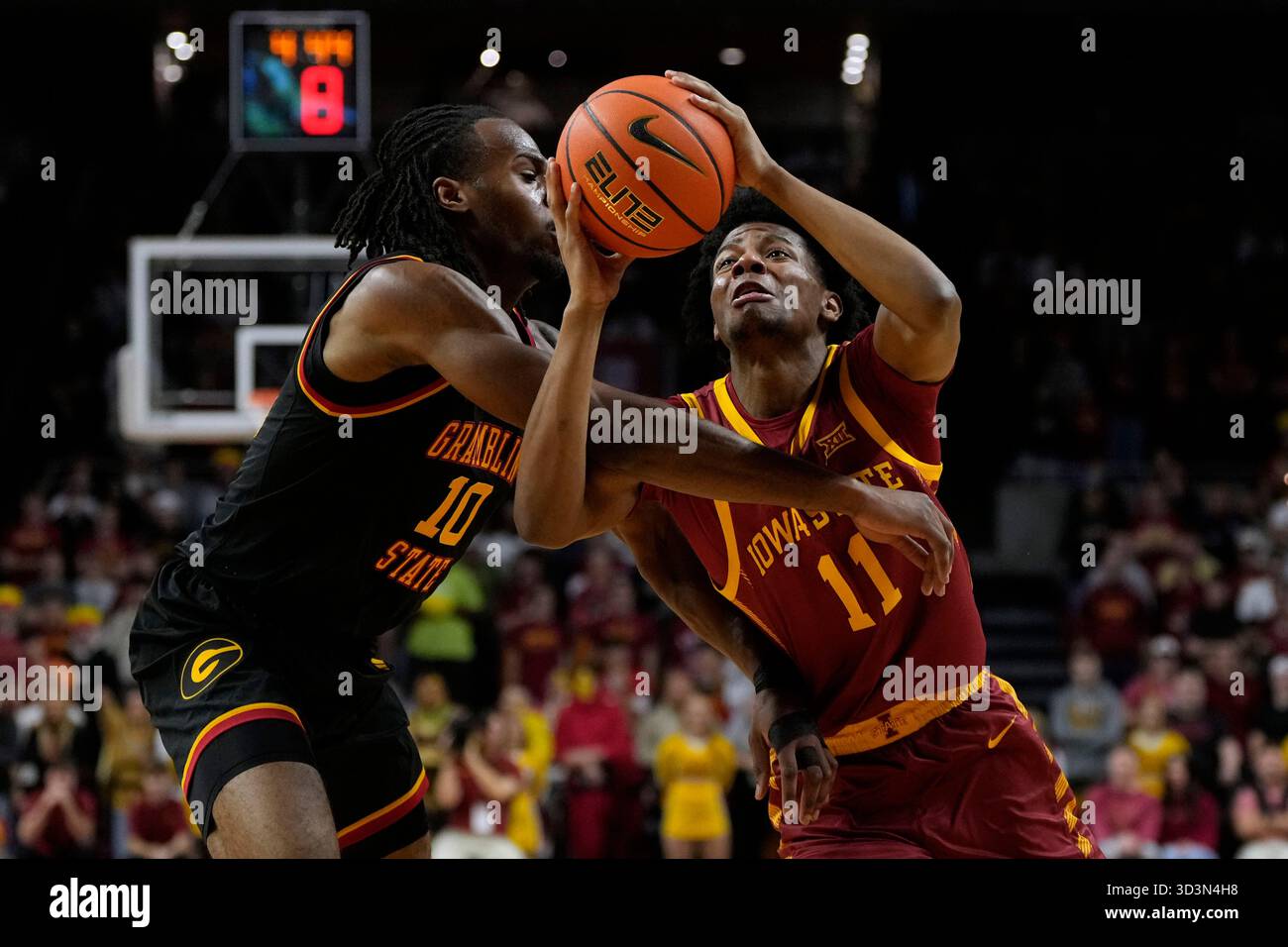 Iowa State guard Dominick Nelson (11) is fouled by Grambling State ...