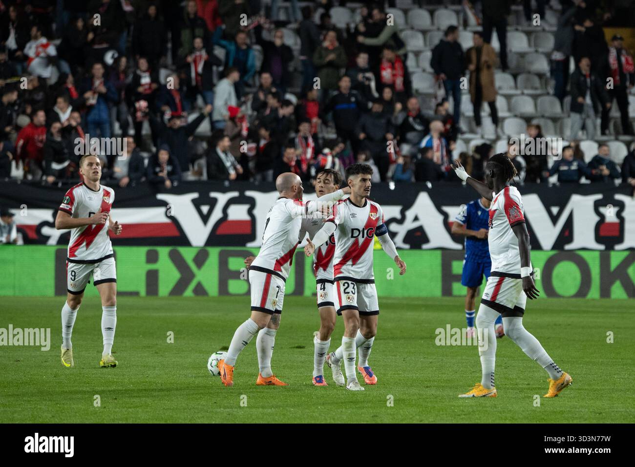 Isaac Palazón of Rayo Vallecano celebrates a goal during the 2025/26 ...