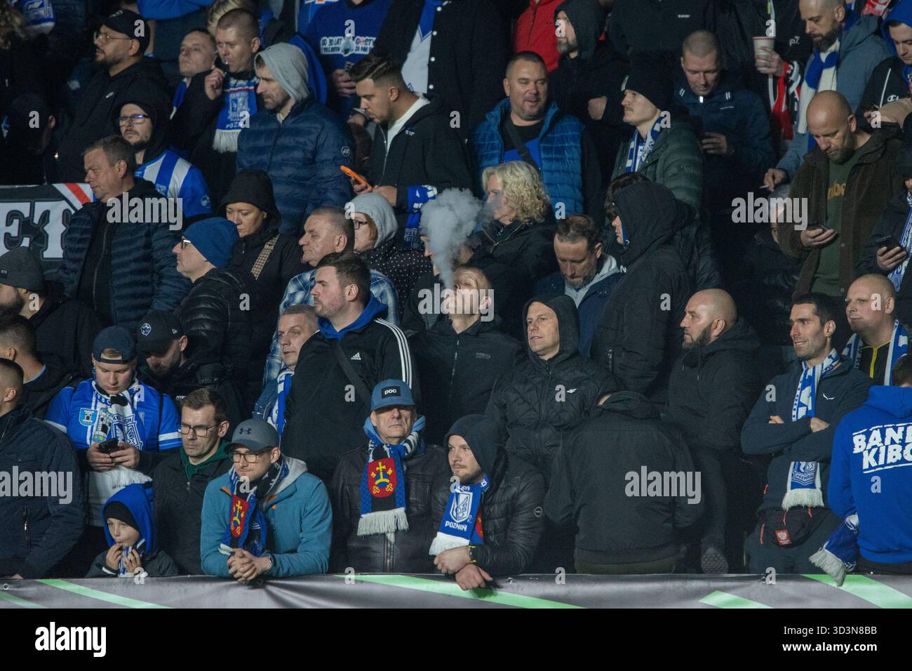 Lech Pozna? ultras cheer on their team during the 2025/26 UEFA ...