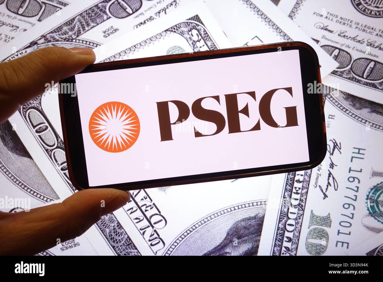 In this photo illustration, the PSEG company logo is seen displayed on ...