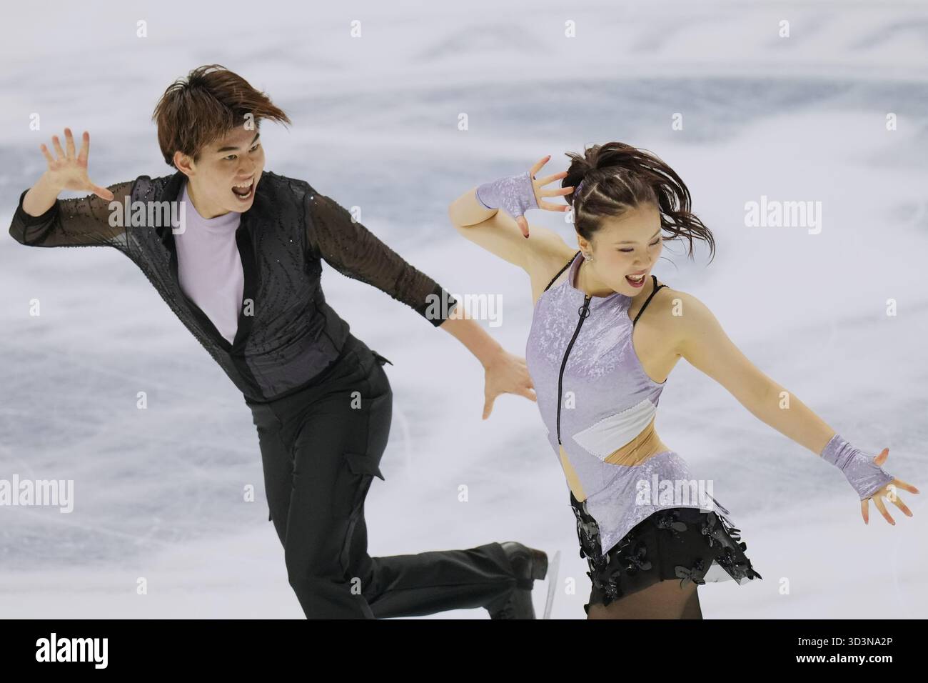 Utana Yoshida and Masaya Morita of Japan, perform during the ice dance ...
