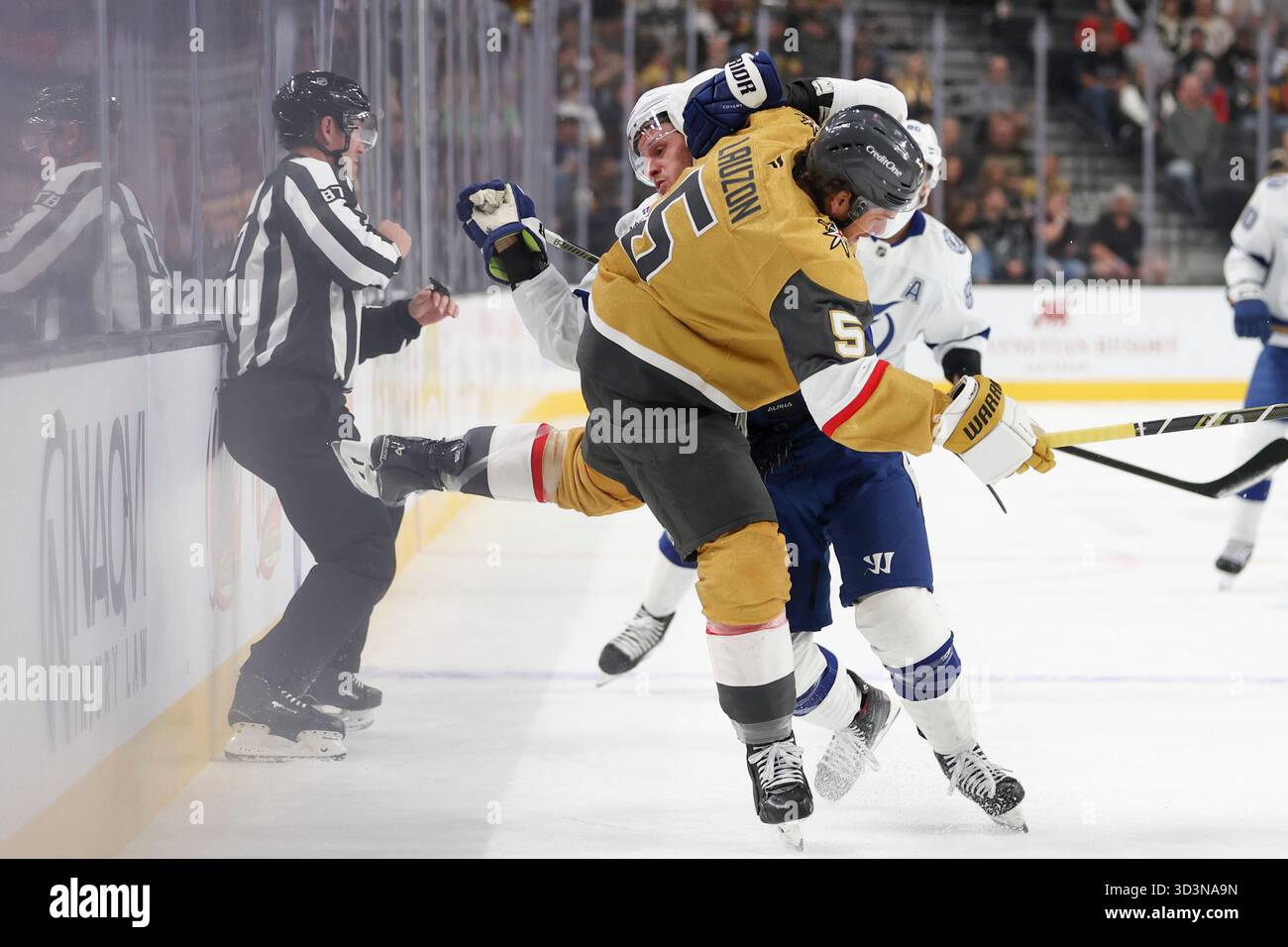 Vegas Golden Knights defenseman Jeremy Lauzon (5) and Tampa Bay ...