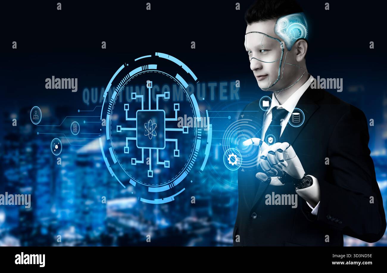 AI on a quantum computer processor, the future of technology. The ...