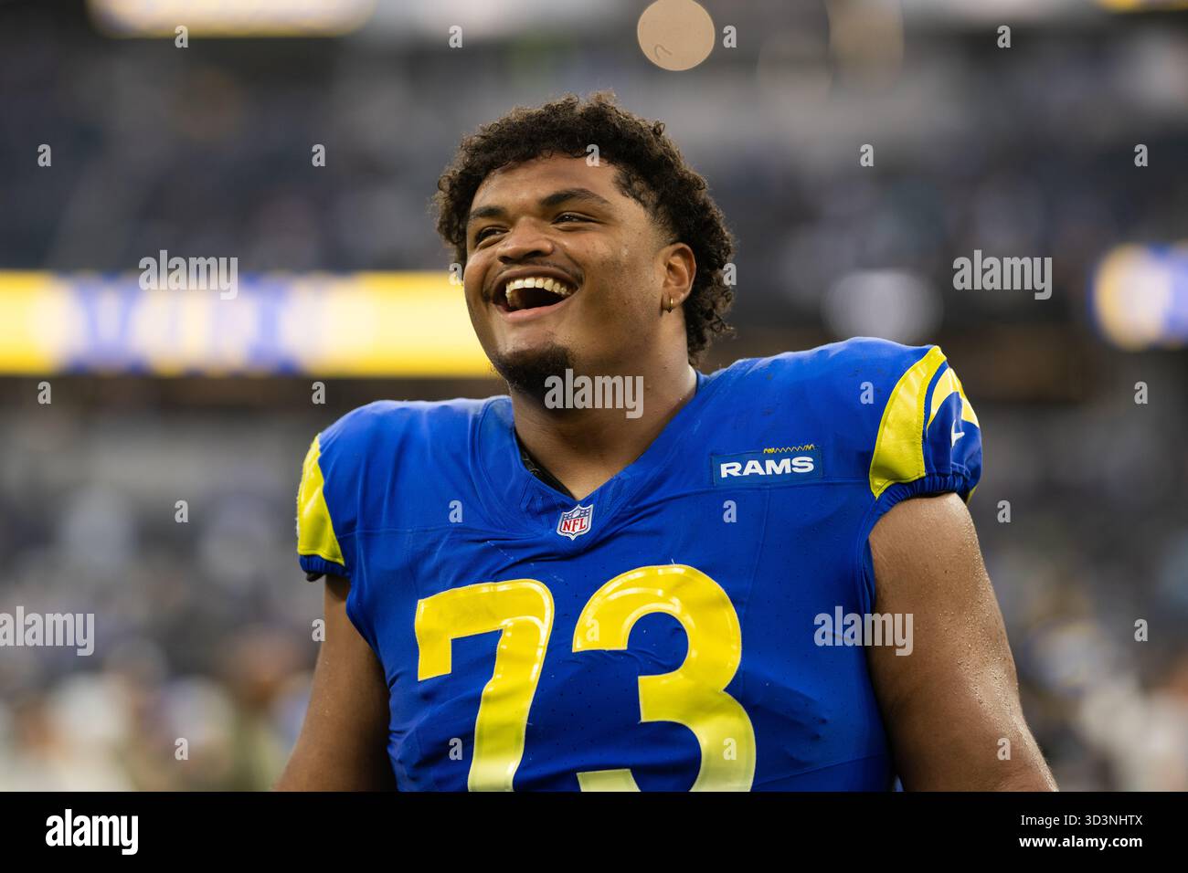 Los Angeles Rams guard Steve Avila (73) walks back to the locker room ...